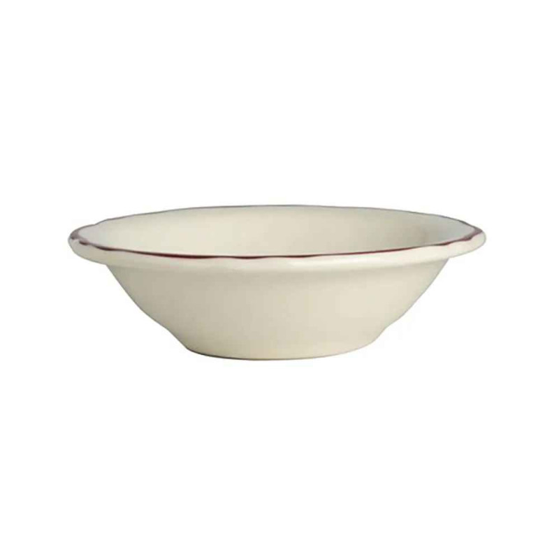 Homer Laughlin Styleline White Grapefruit Bowl Maroon Lined