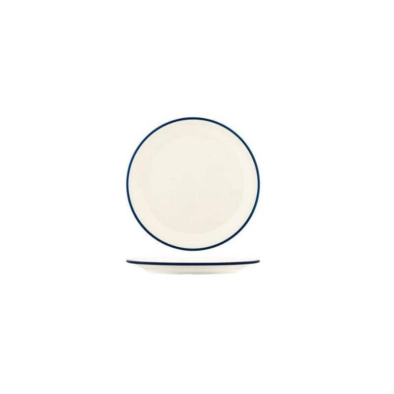 Jab Melamine Plate Cream With Blue Rim